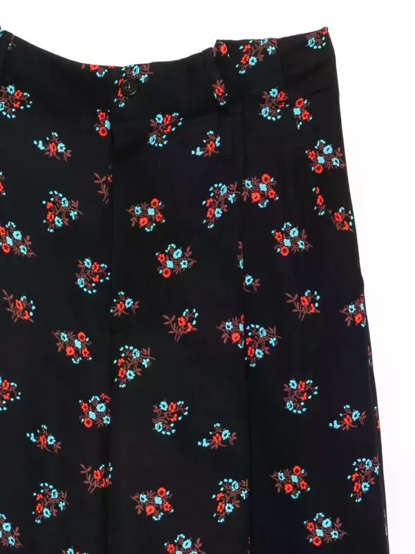 N°21 Navy Floral Pattern Pleated Trousers