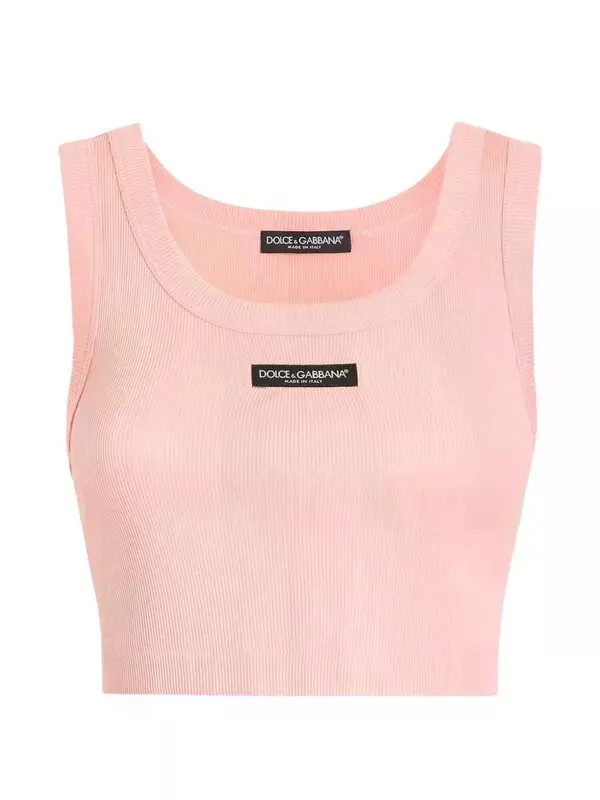 Dolce & Gabbana Cropped Tank Top With Logo - Pink