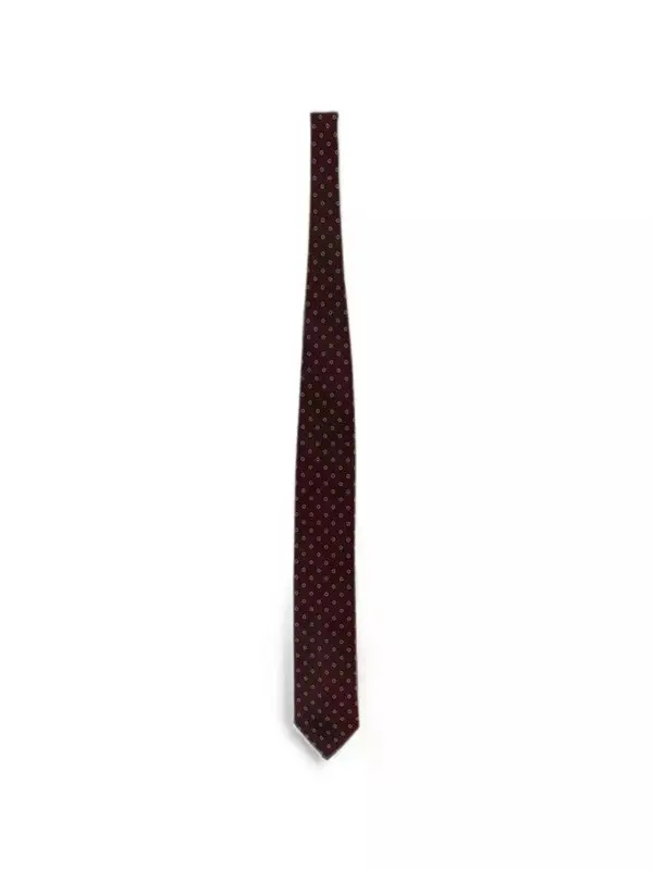 Zegna Brera Micro-floral Silk Jacquard Neck Tie - Red
