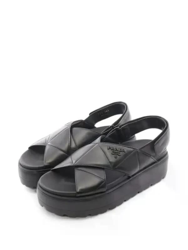 Prada Quilted Crossover Strap Platform Sandals