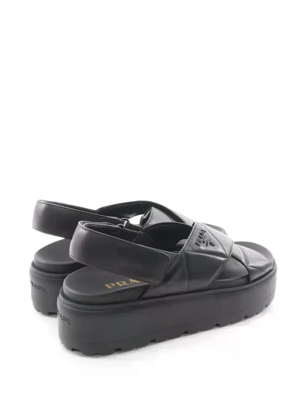 Prada Quilted Crossover Strap Platform Sandals