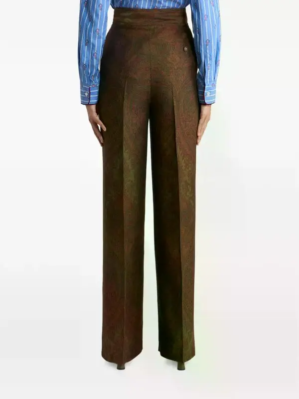 Etro Wool-blend Jacquard Paisley Motif Trousers