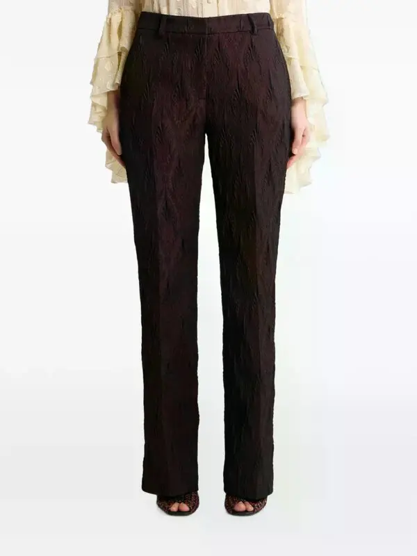 Etro Jacquard Trousers With Floral Medallion Motif - Red