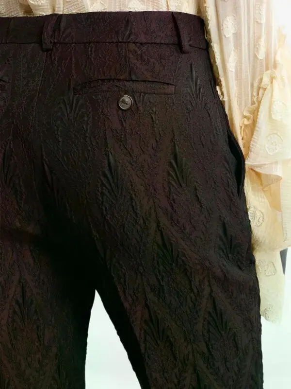 Etro Jacquard Trousers With Floral Medallion Motif - Red