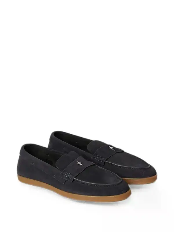 Paciotti Suede Loafers With Logo Plaque
