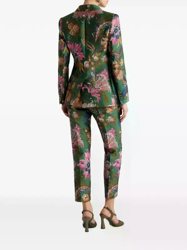 Etro Single-breasted Cotton-blend Jacquard Jacket With Floral Motif