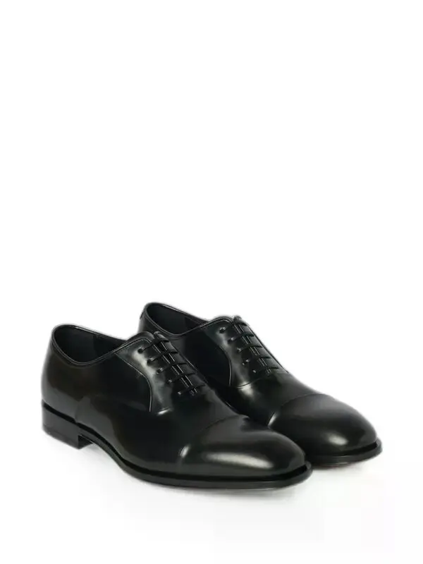 FERRAGAMO Cap-toe Leather Oxford Shoes - Black