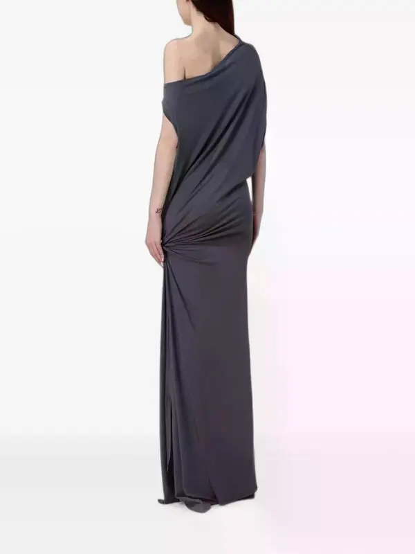 120% Lino Asymmetric Knot-detail Maxi Dress