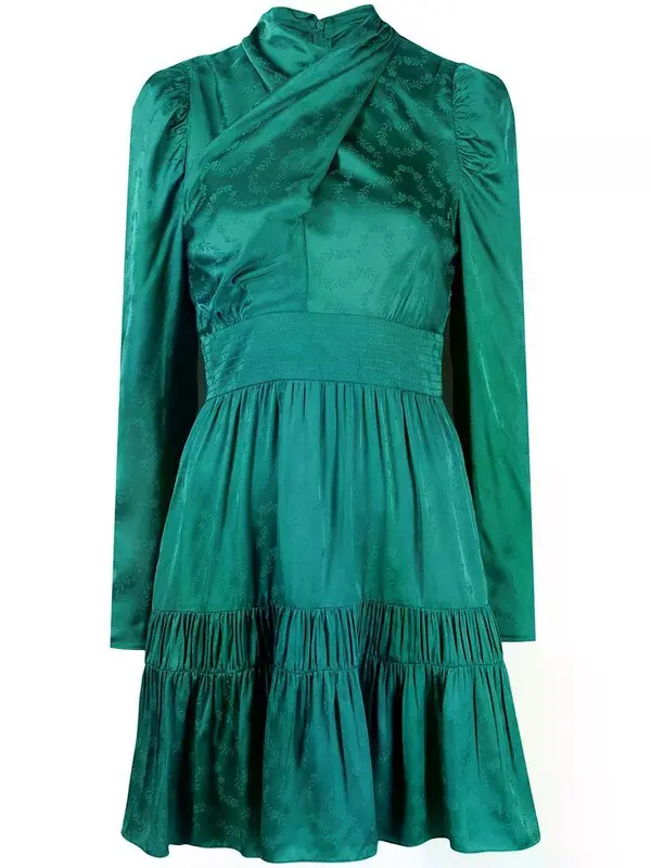 Sandro Eloise Jacquard Wrap-neck Mini Dress - Green