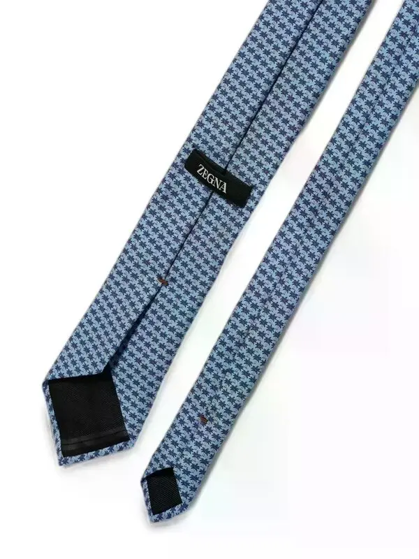 Zegna Silk Palm Print Neck Tie - Blue