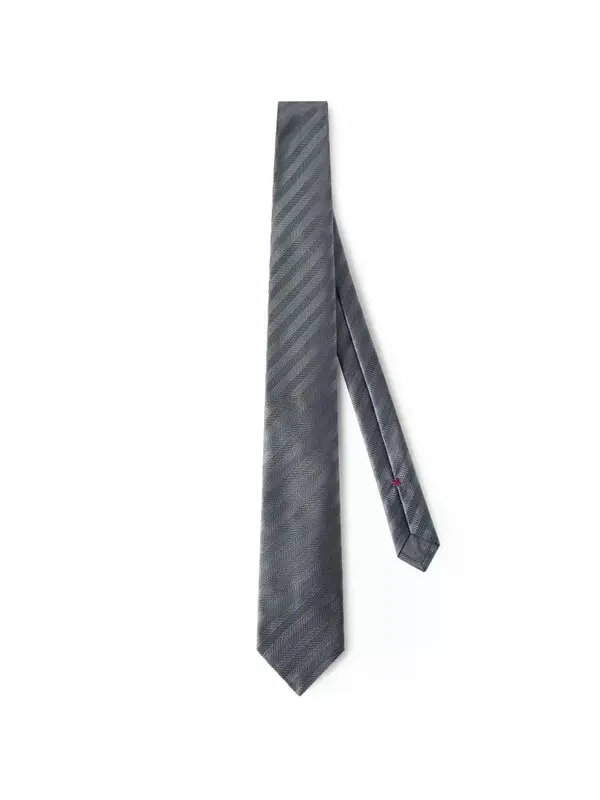 Brunello Cucinelli Silk Chevron Neck Tie - Grey
