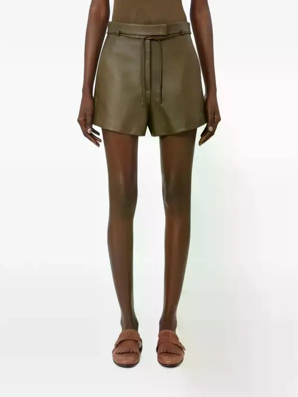 Max Mara Nappa Leather Belted Shorts