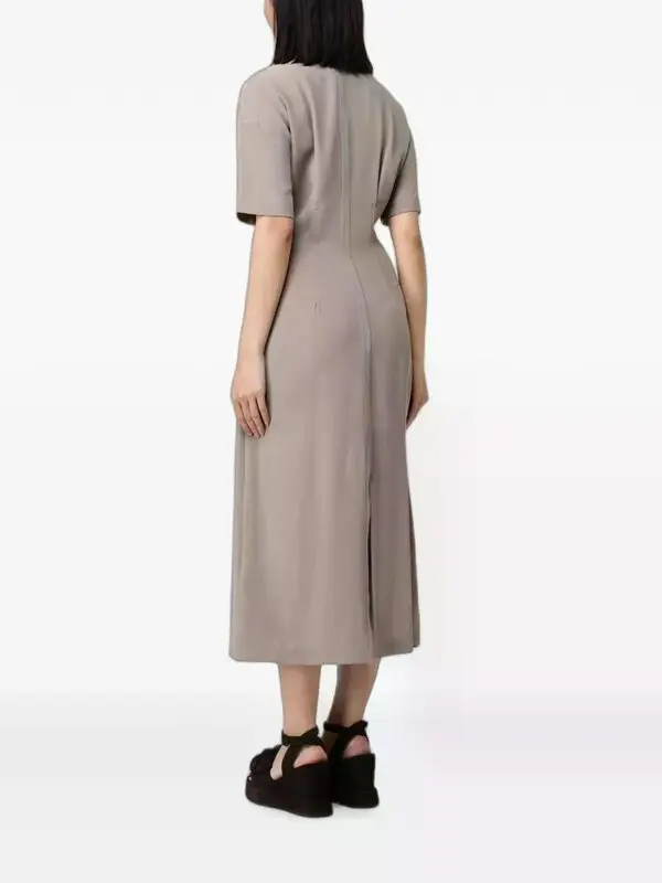 MEIMEIJ Twist-detail V-neck Midi Dress - Neutrals