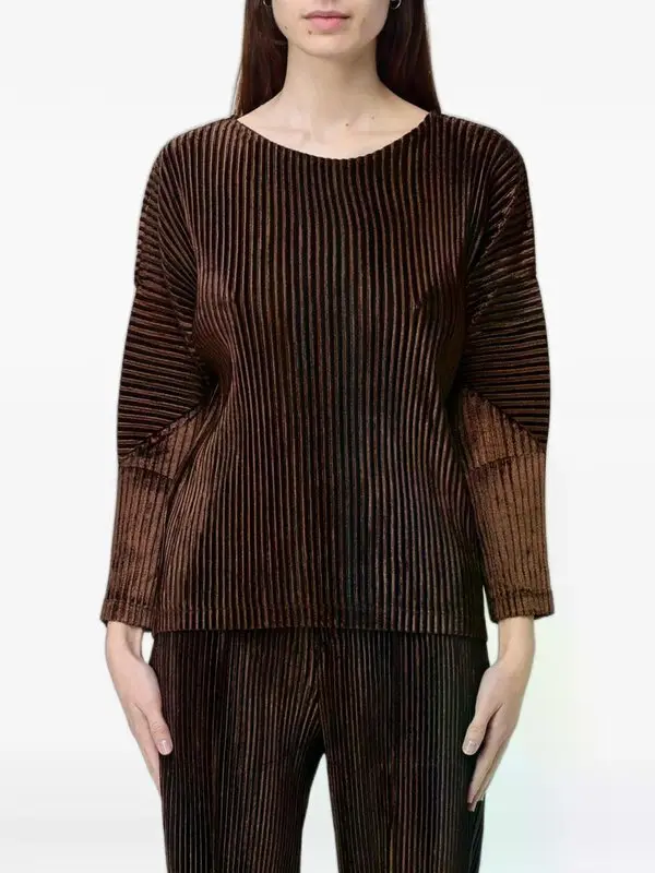MEIMEIJ Plissé-effect Long-sleeve Top - Brown
