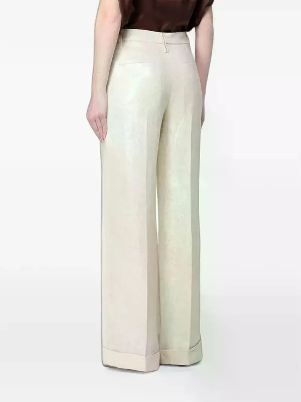 Brunello Cucinelli Beige Linen Lurex Effect Palazzo Pants