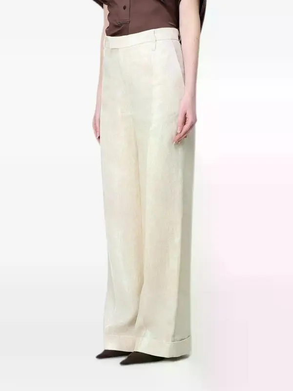 Brunello Cucinelli Beige Linen Lurex Effect Palazzo Pants - Neutrals