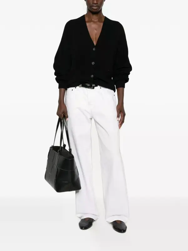 SERGIO MORETTI FIRENZE Ribbed Knit V-neck Cardigan