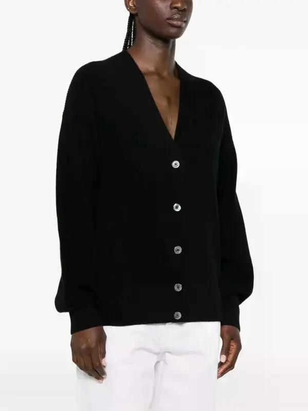 SERGIO MORETTI FIRENZE Ribbed Knit V-neck Cardigan