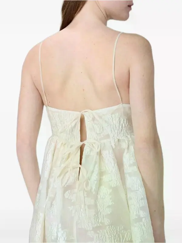 MEIMEIJ Jacquard Pattern Tie-back Midi Dress