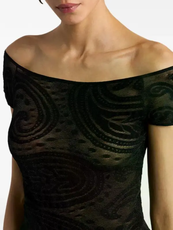 Etro Paisley Jacquard Off-the-shoulder Sweater