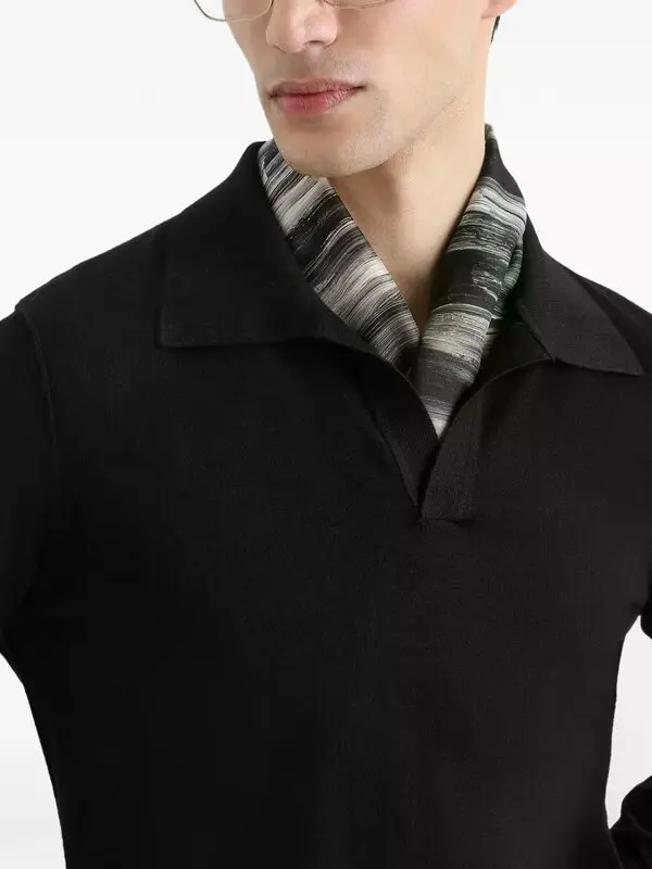 Dolce & Gabbana Knit V-neck Long Sleeve Top - Black