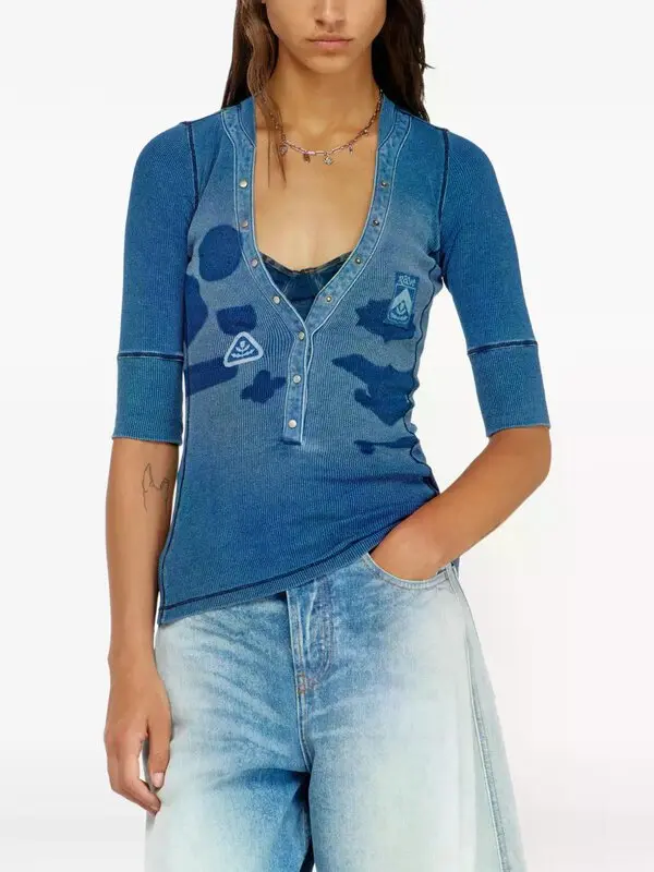 DIESEL® Ribbed Stretch-cotton Henley Top