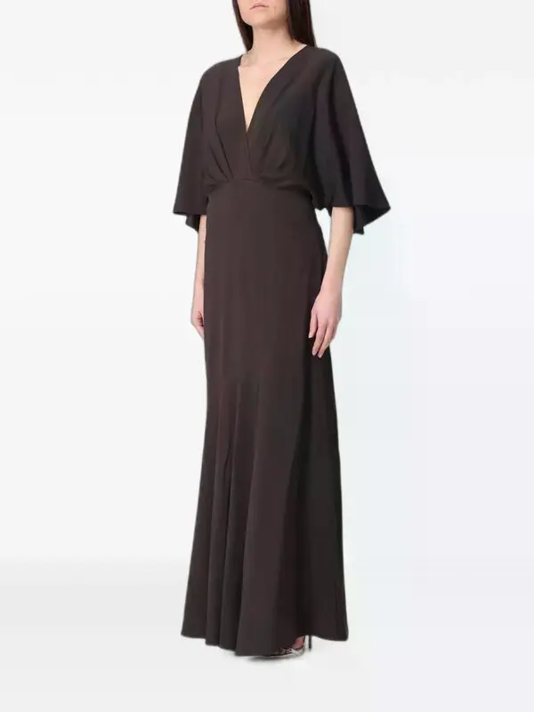Agnona V-neck Cape-sleeve Maxi Dress
