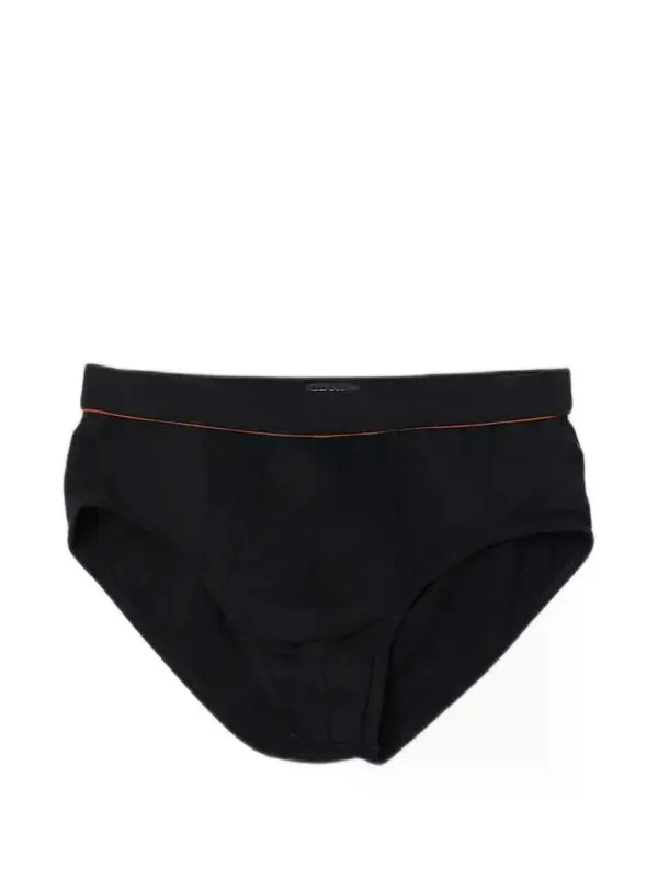 Zegna Logo-patch Contrast-trim Briefs - Black