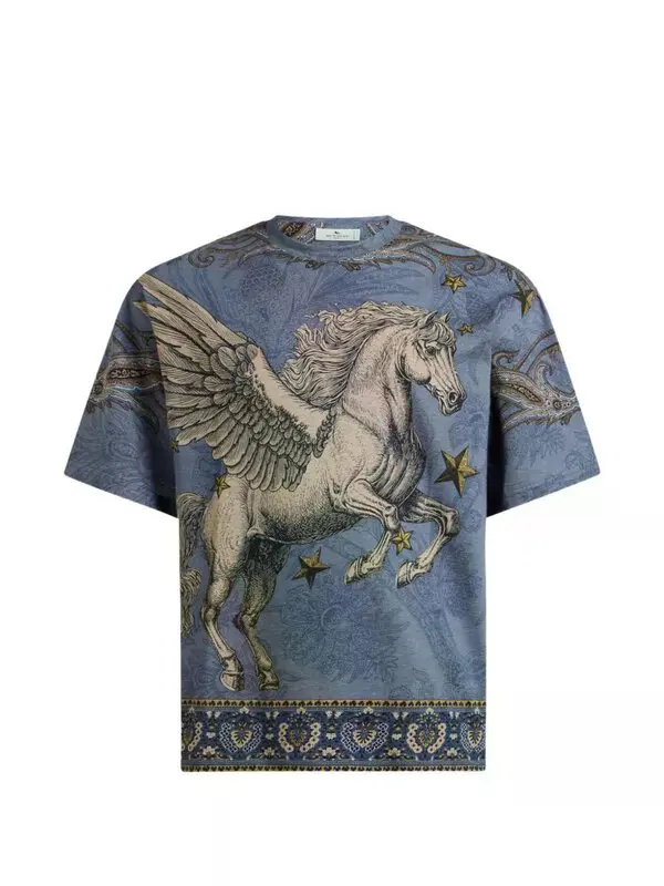 Etro Cotton-jersey T-shirt With Placed Pegaso-print