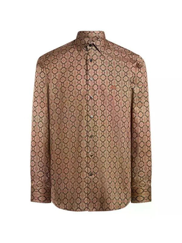 Etro Cotton Satin Shirt With Medallion Motif - Black