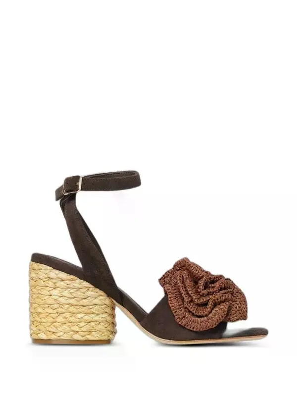 PALOMA BARCELO Raffia-flower Suede Sandals