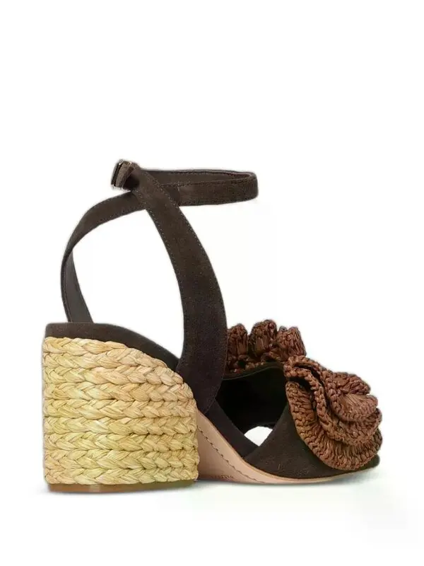 PALOMA BARCELO Raffia-flower Suede Sandals