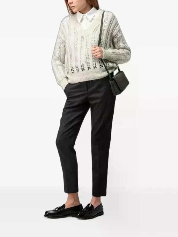 Brunello Cucinelli V-neck Open-knit Sweater