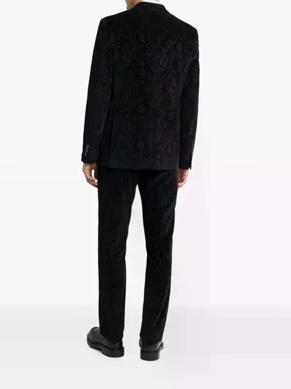 Etro Single-breasted Jacket In Cotton Velvet With Arnica Motif - Black