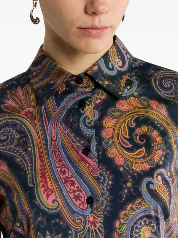 Etro Stretch-cotton Poplin Shirt With Paisley Motif