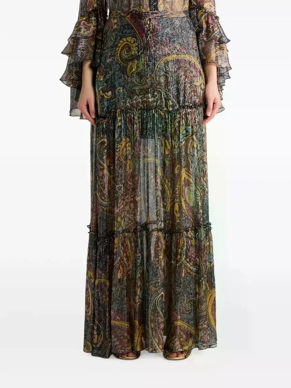 Etro Paisley Print Maxi Skirt - Black