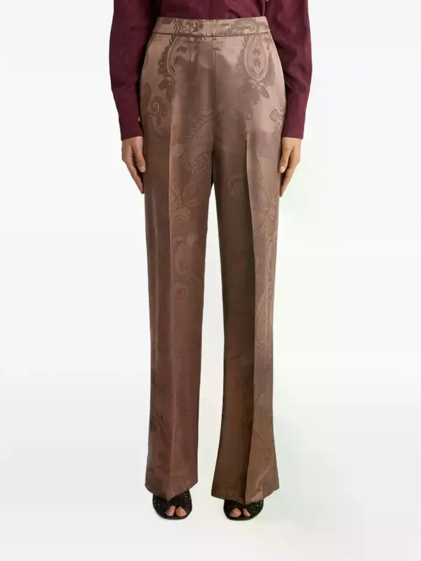 Etro Jacquard Paisley Motif Trousers - Brown