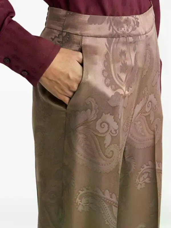 Etro Jacquard Paisley Motif Trousers - Brown