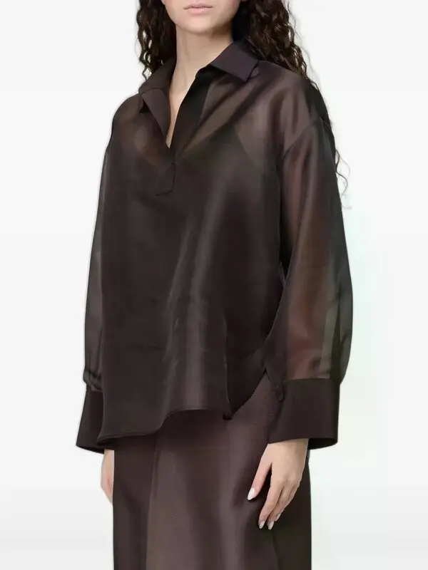 Agnona Silk Organza Blouse - Brown