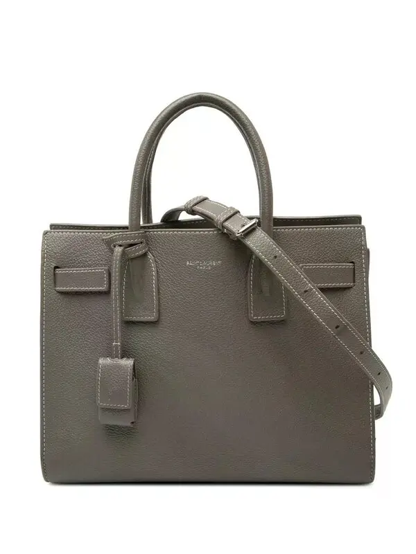 Saint Laurent Sac De Jour Satchel In Grained Calfskin - Grey