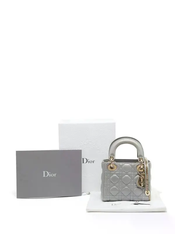 Dior Mini Lady Cannage Tote Bag - Grey
