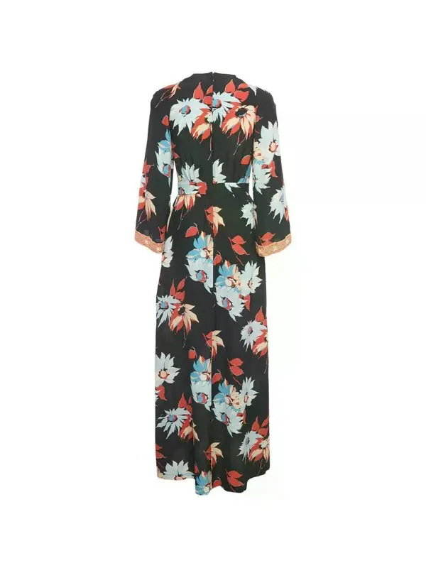Etro Floral Print Embellished Cuff Dress