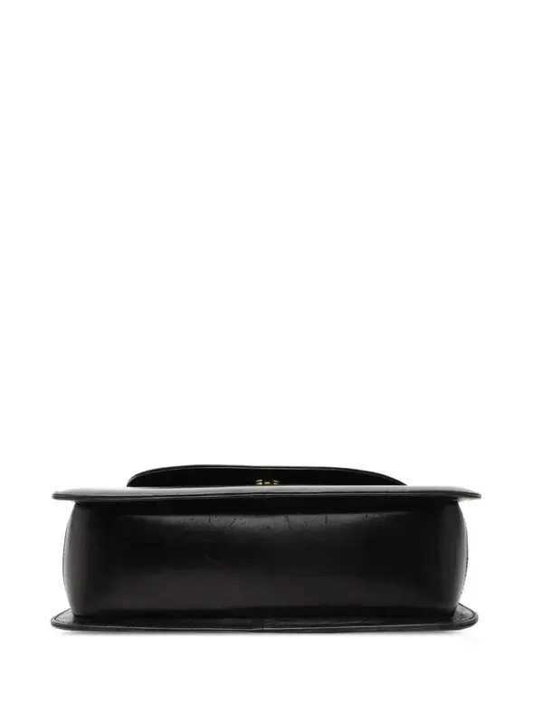 FERRAGAMO Calfskin Metal Top Handle Bag - Black