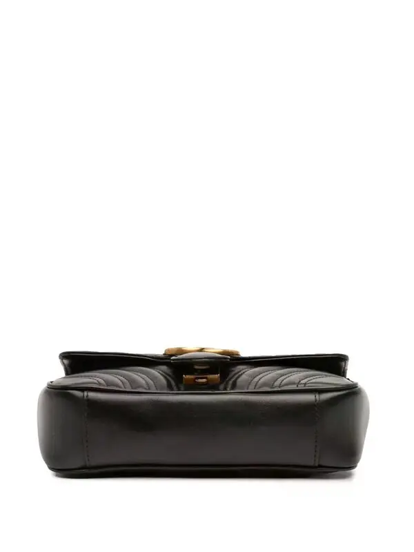 Gucci Small Gg Marmont Matelassé Calfskin Shoulder Bag - Black