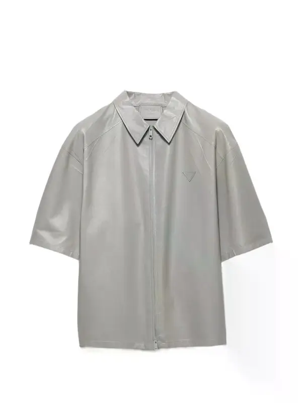 Prada Short-sleeved Nappa Leather Shirt - Grey