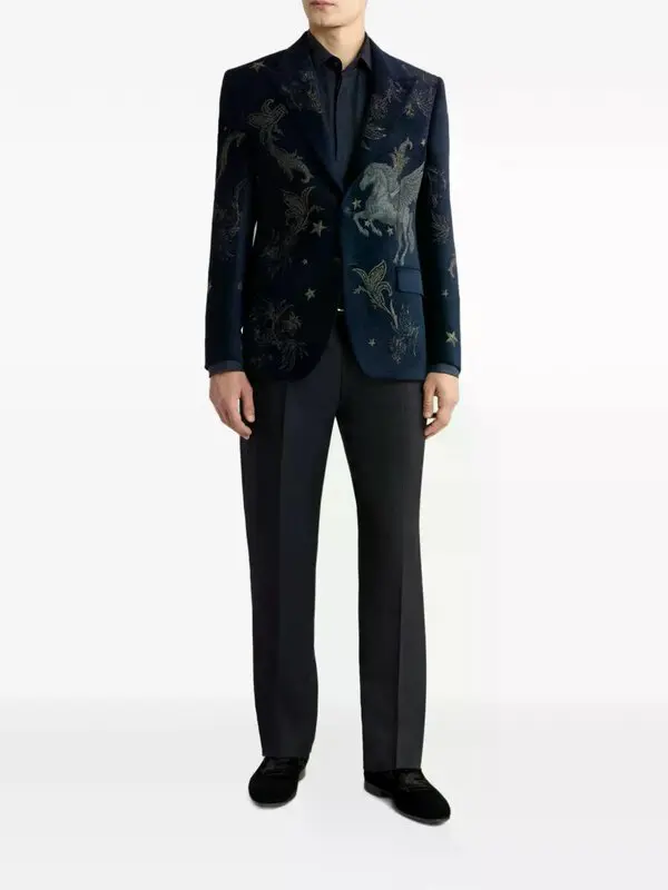 Etro Chenille Jacquard Single-breasted Jacket With Pegaso Motif