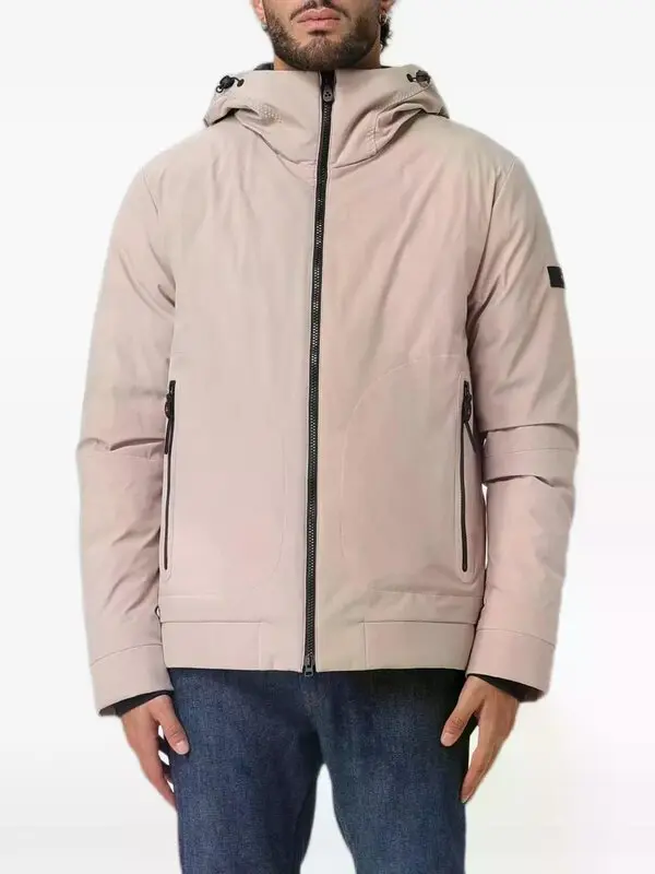 Peuterey Beige Hooded Zip-up Jacket With Logo Detail