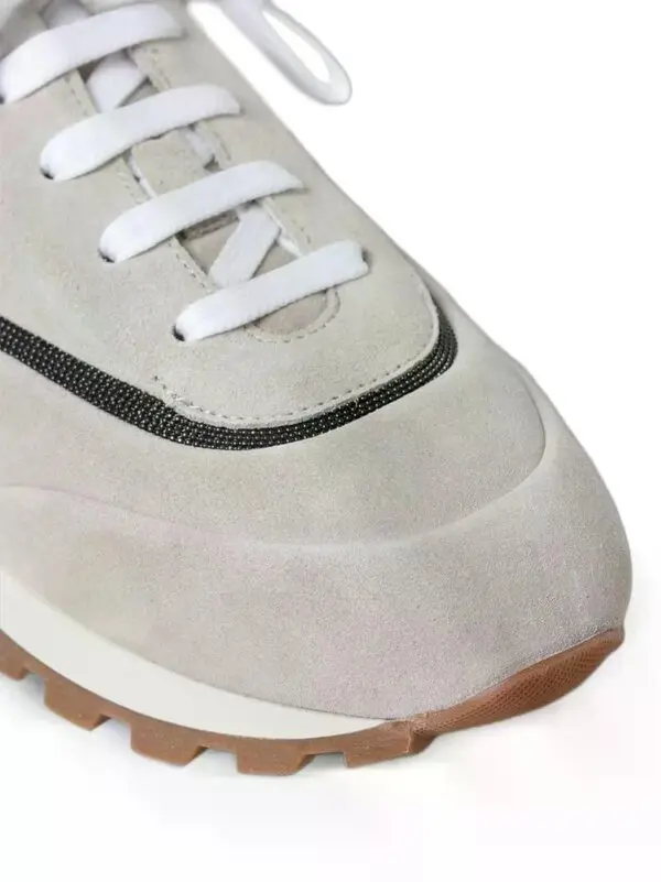 Brunello Cucinelli Suede-finish Sneakers With Monile Chain