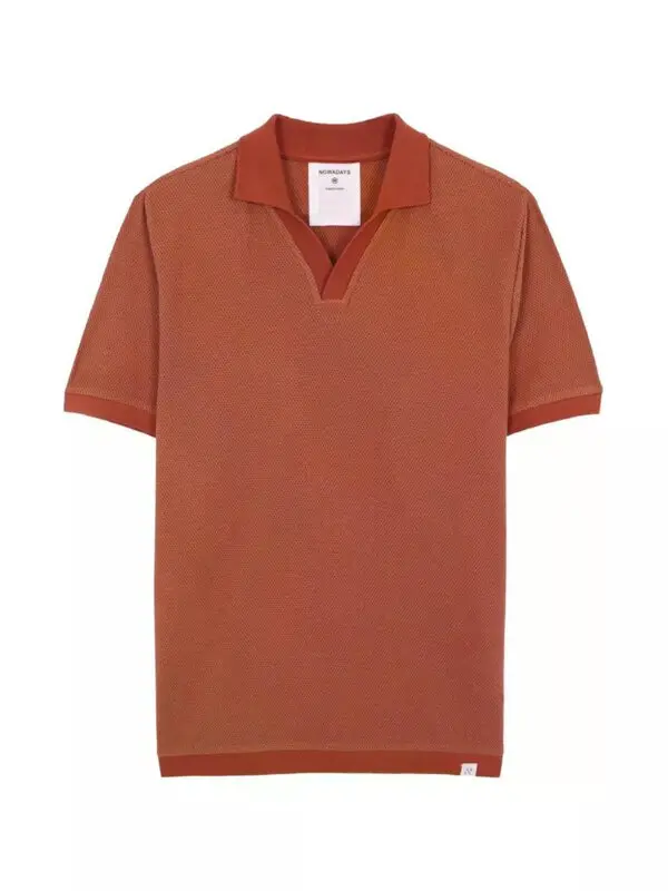 NOWADAYS Open-collar Waffle-knit T-shirt - Orange