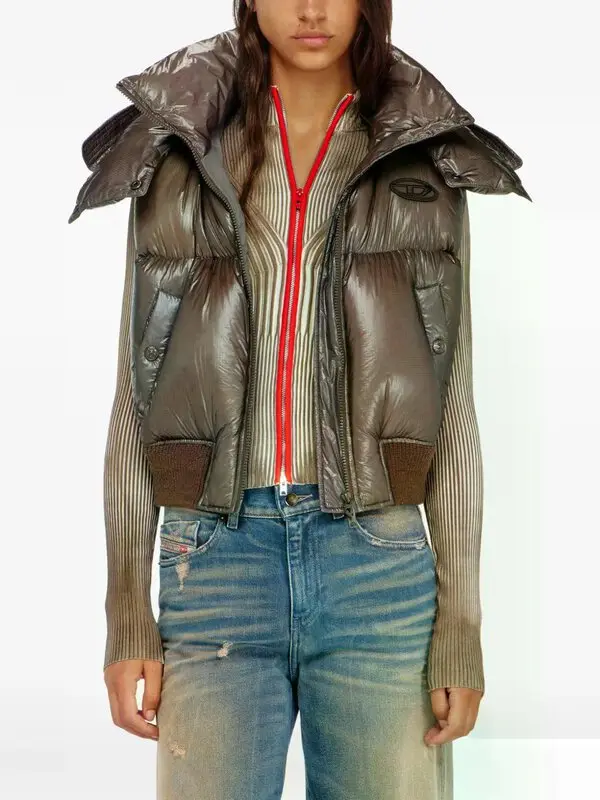 DIESEL® Down Vest In Ripstop With Detachable Hood